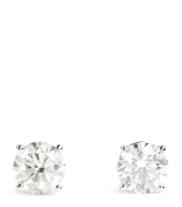 Harrods 18k Gold Diamond Stud Earrings - White