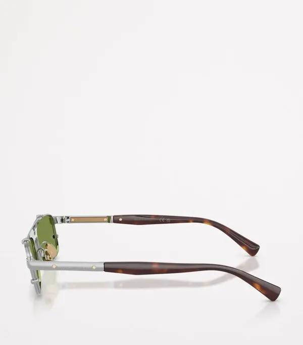 Brunello Cucinelli Titanium Rectangular Paloma Sunglasses - Silver