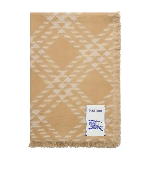 Burberry Wool-silk Wide Check Scarf - Beige