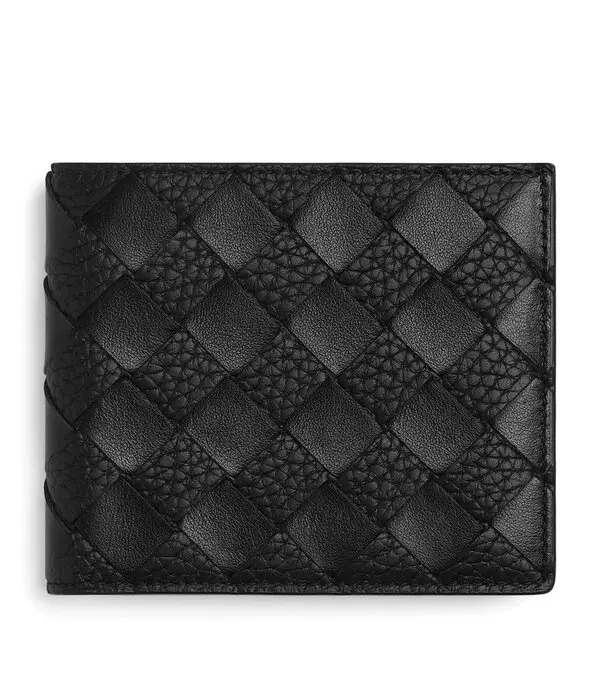 Bottega Veneta Leather Intrecciato Bifold Wallet - Black