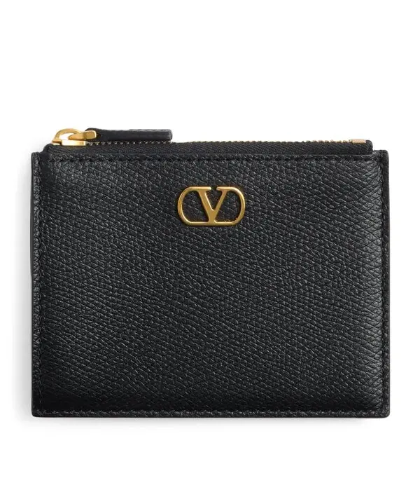 Valentino Garavani Leather Vlogo Coin And Card Holder - Black