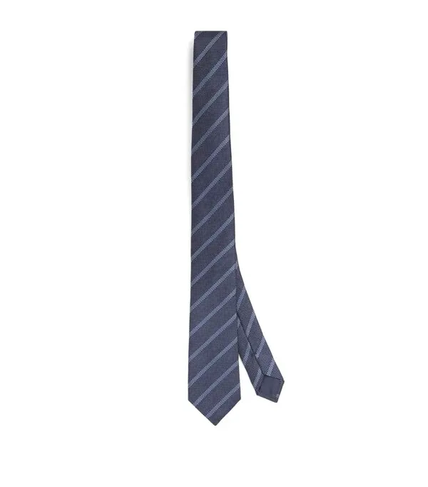 Giorgio Armani Silk Stripe Jacquard Neck Tie - Blue