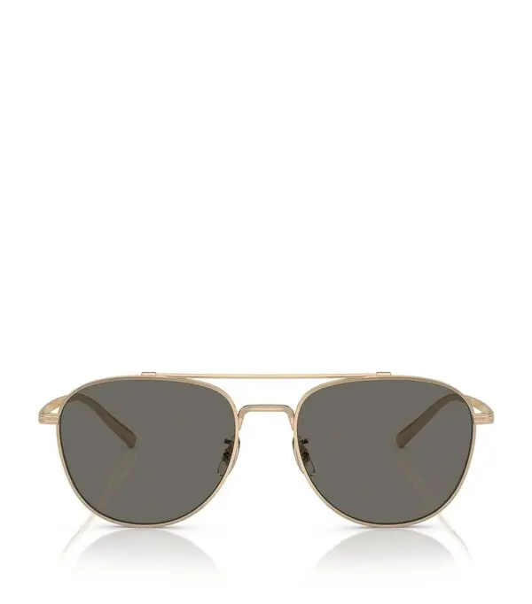 Oliver Spencer Titanium Aviator Sunglasses - Gold