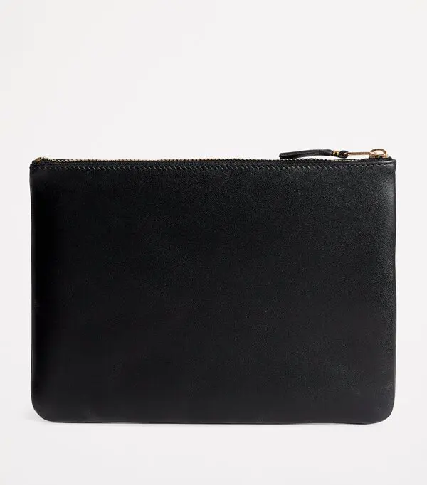 Comme Des Garçons Large Leather Zipped Pouch - Black