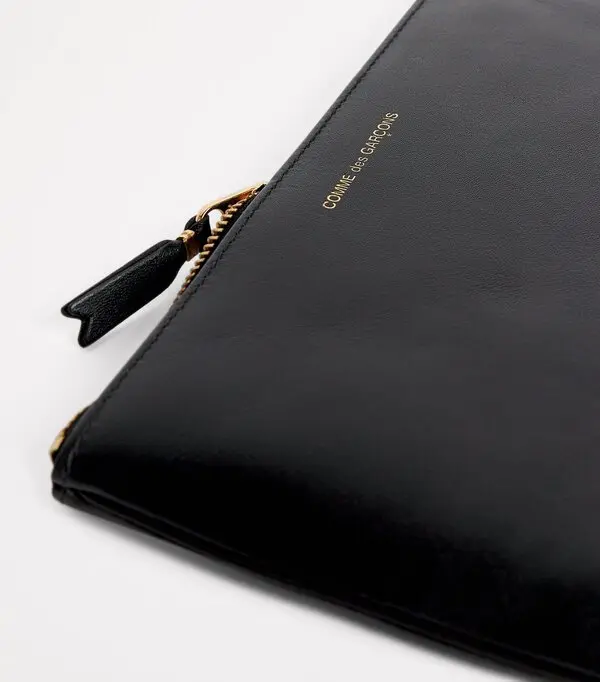 Comme Des Garçons Large Leather Zipped Pouch - Black