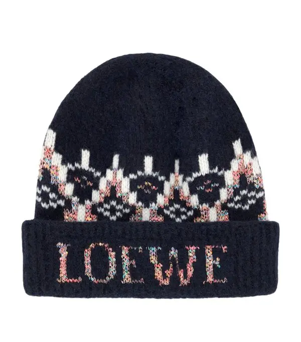 Loewe Wool-blend Fair Isle Beanie - Navy