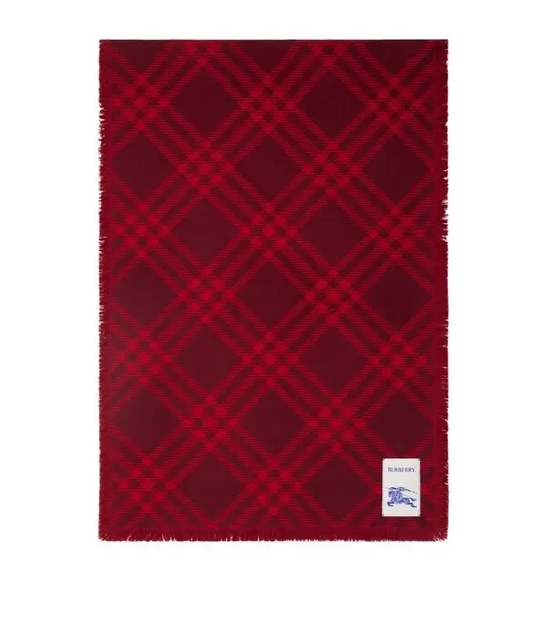Burberry Wool-silk Wide Check Scarf - Burgundy