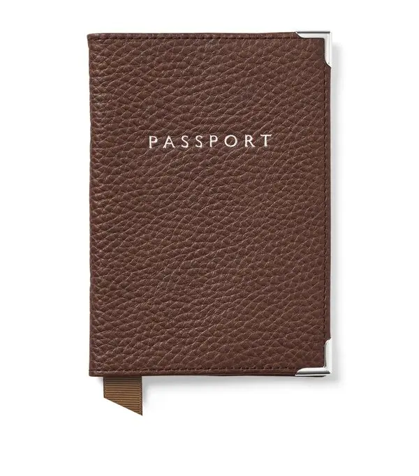 ASPINAL OF LONDON Leather Passport Cover - Brown