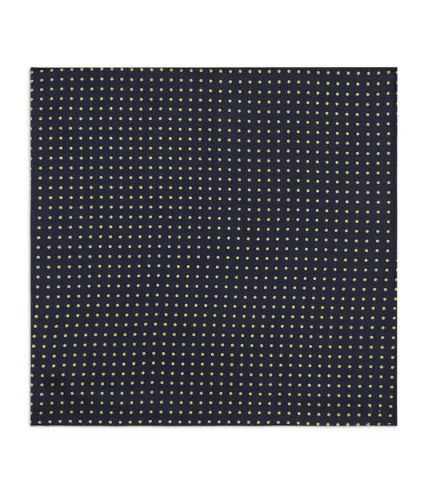 Dunhill Mulberry Silk Polka Dot Pocket Square - Navy