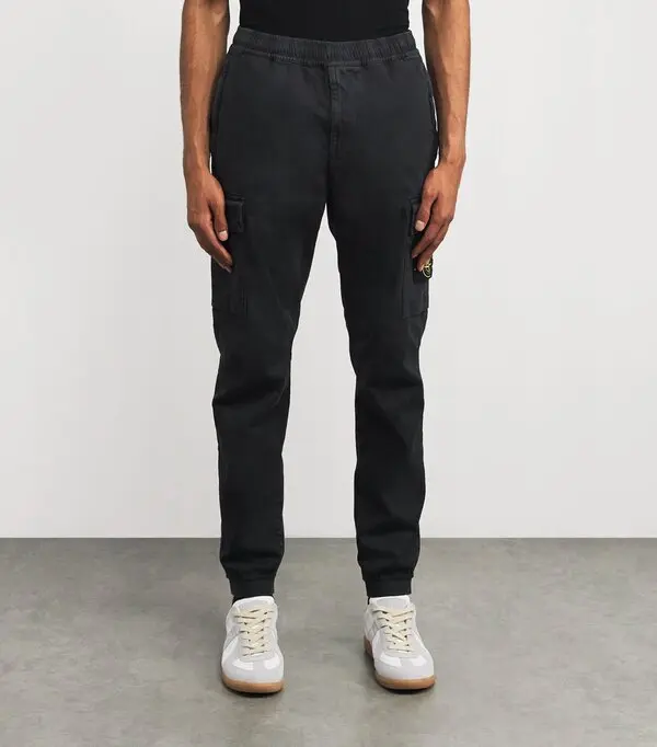 Stone Island Stretch-cotton Cargo Trousers - Black