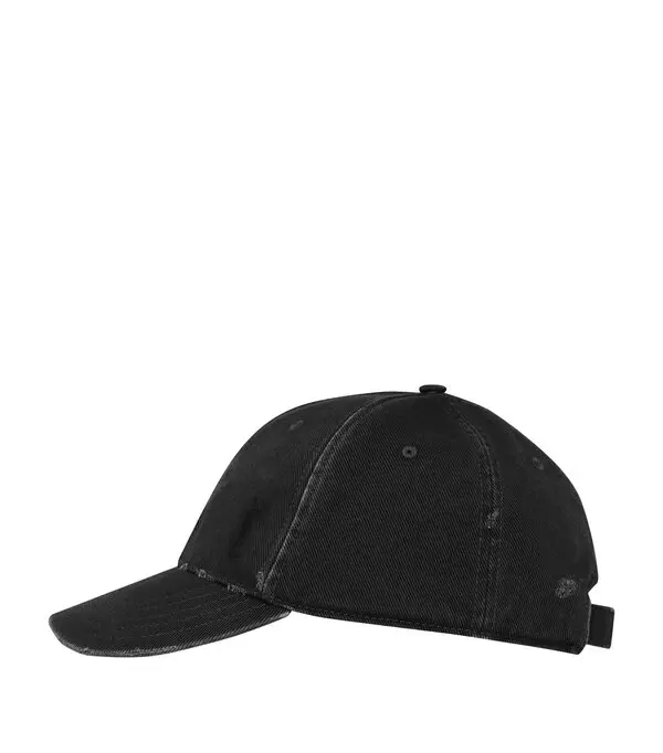 Saint Laurent Distressed Corduroy Cassandre Baseball Cap - Black