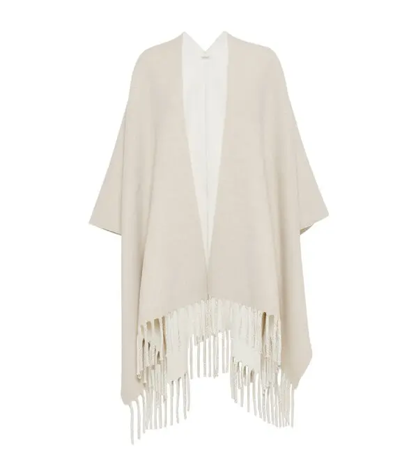 Brunello Cucinelli Wool-cashmere Reversible Poncho - White
