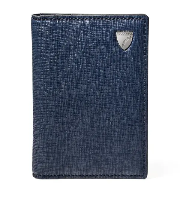 ASPINAL OF LONDON Grained Leather Credit Card Case - Navy