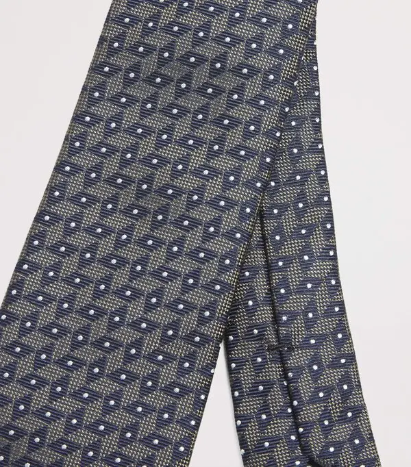 Giorgio Armani Silk Geometric Neck Tie - Blue