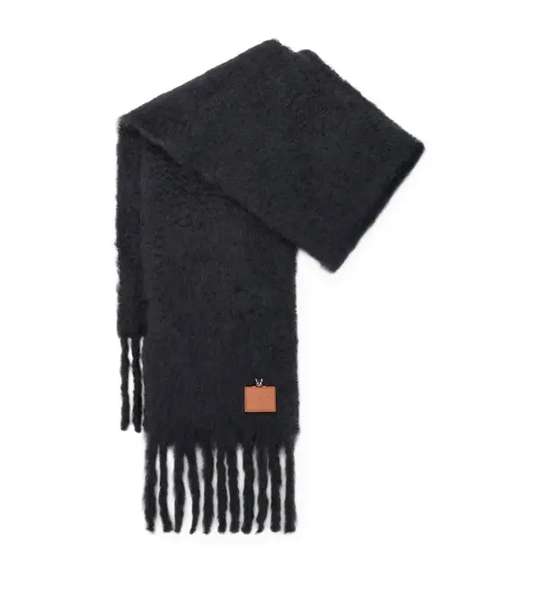 Loewe X Louis Wain Mohair-wool-blend Scarf - Black