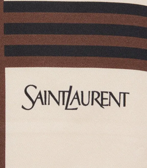 Saint Laurent Silk Printed Scarf - White