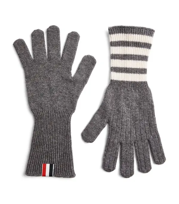 Thom Browne Cashmere 4-bar Gloves - Grey
