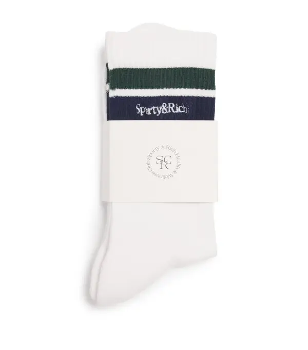 SPORTY & RICH Serif Logo Socks - White