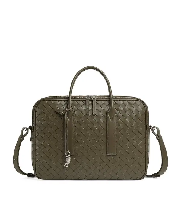 Bottega Veneta Leather Intrecciato Getaway Briefcase - Green