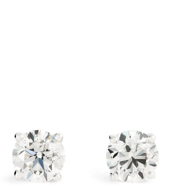 Harrods Gold Diamond Stud Earrings - White