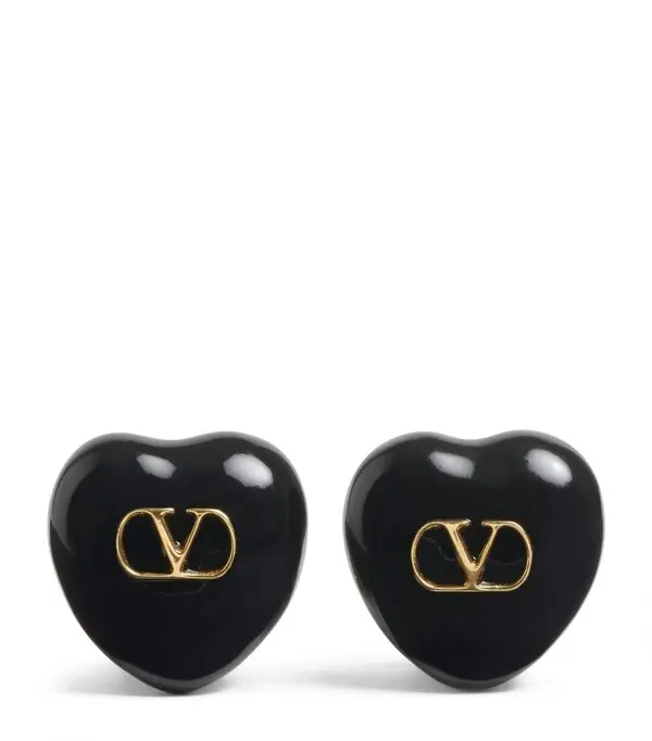 Valentino Garavani Heart Vlogo Clip-on Earrings - Black