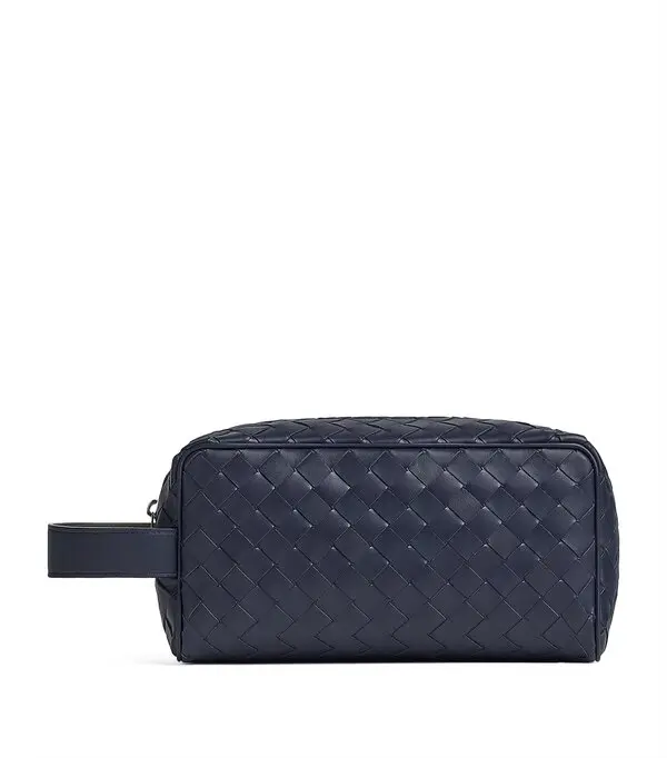 Bottega Veneta Leather Intrecciato Wash Bag - Green