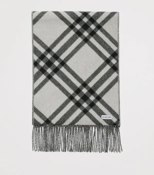 Burberry Cashmere Check Scarf - Black