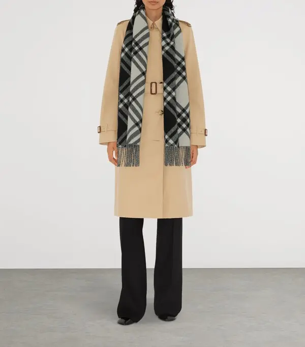 Burberry Cashmere Check Scarf - Black