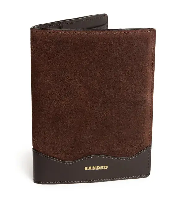 Sandro Suede Jet Lag Passport Holder - Brown