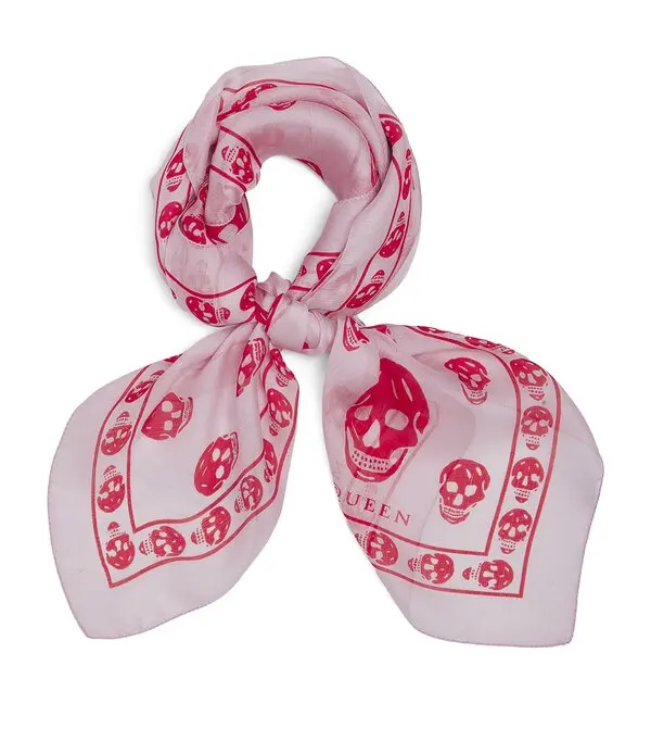 Alexander McQueen Silk Skull Print Scarf - Pink