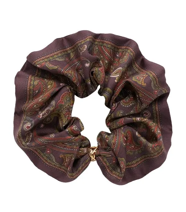 Saint Laurent Silk Paisley Scrunchie - Brown