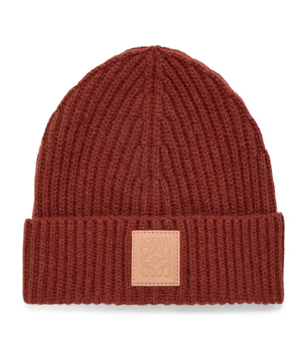 Loewe Cashmere Logo Beanie - Brown