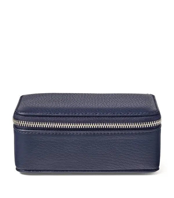ASPINAL OF LONDON Medium Leather Travel Jewellery Box - Blue