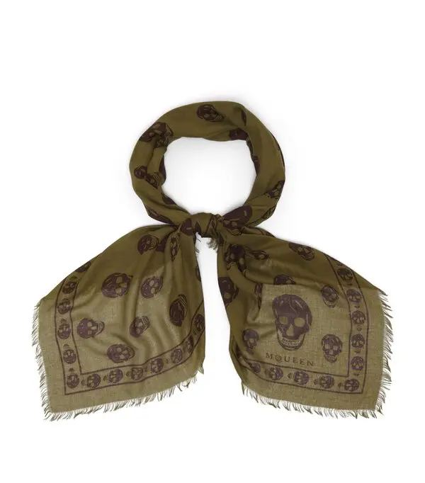 Alexander McQueen Modal-silk Skull Scarf - Green