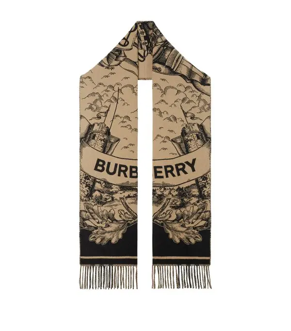 Burberry Cashmere Reversible Ekd Scarf - Beige
