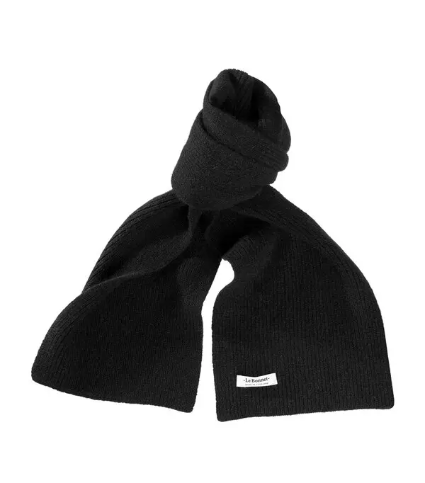 LE BONNET Classic Lambswool Scarf - Black