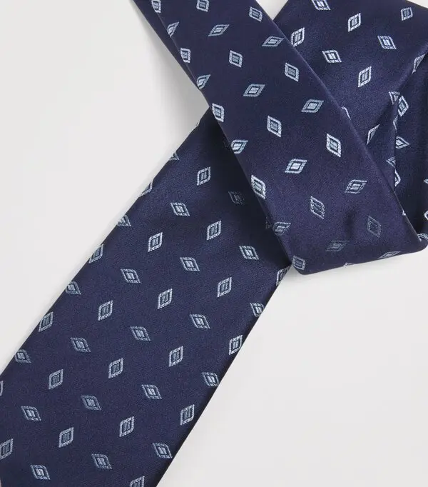 Giorgio Armani Silk Geometric Jacquard Neck Tie - Blue