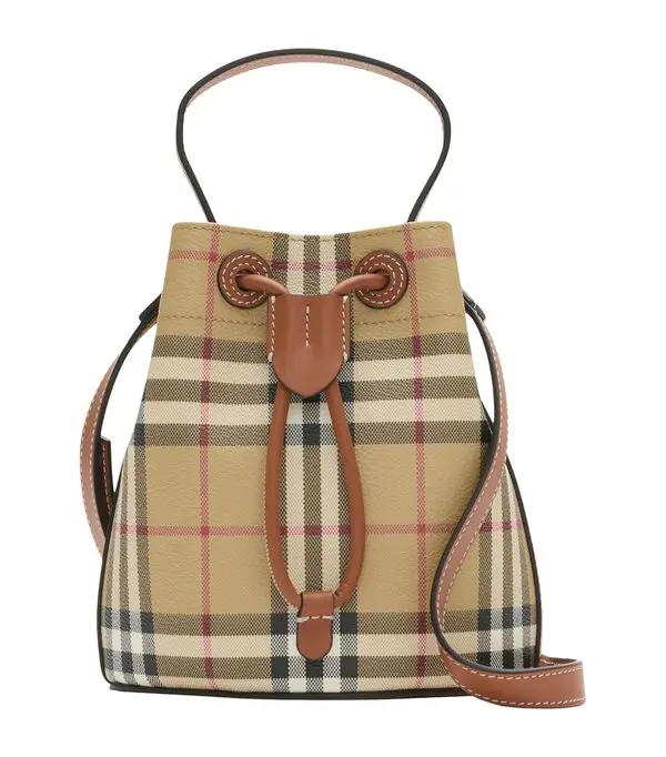 Burberry Mini Check Bucket Bag - Brown