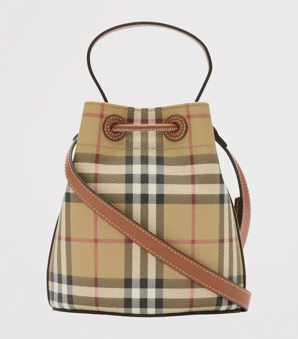 Burberry Mini Check Bucket Bag - Brown