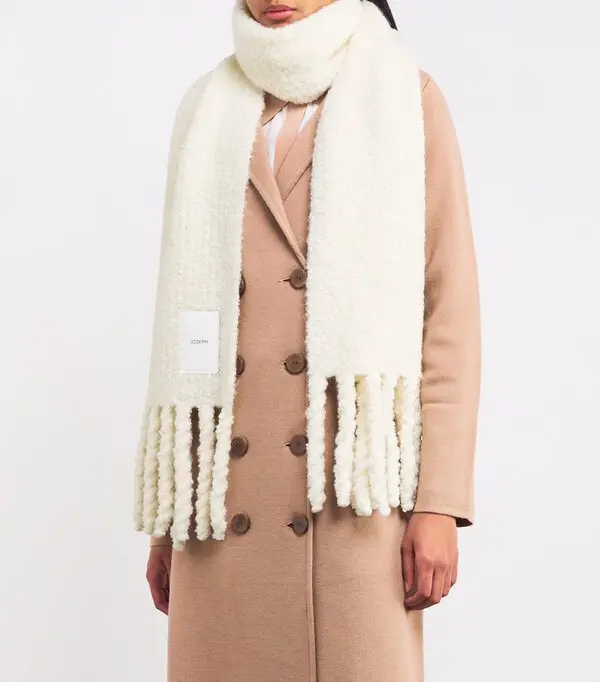 JOSEPH Bouclé Knit Scarf - Ivory