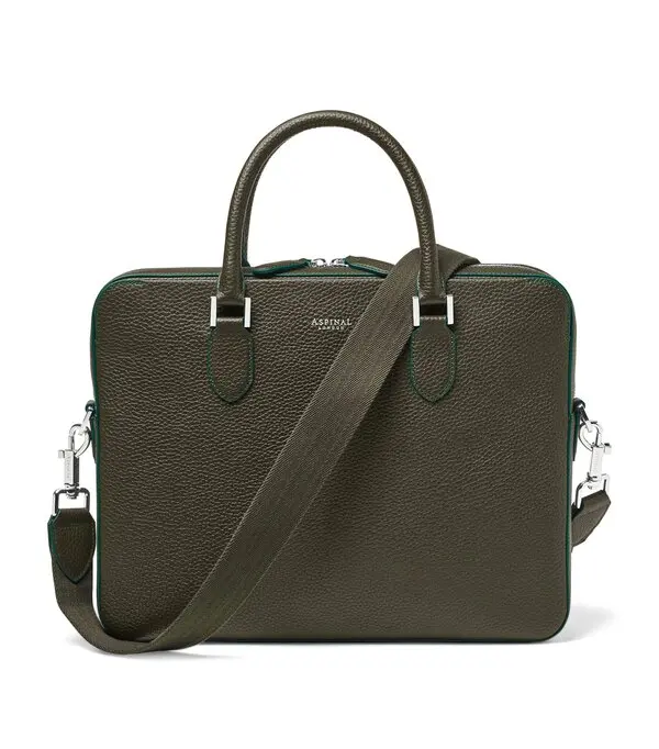 ASPINAL OF LONDON Leather Mount Street Briefcase - Green
