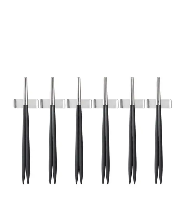 BUGATTI Set Of 6 Stainless Steel Ares Chopsticks - Black