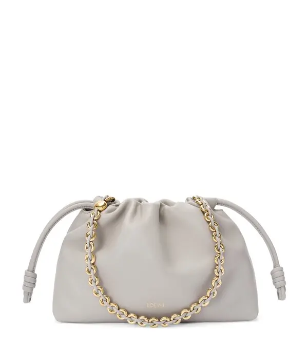 Loewe Medium Leather Flamenco Shoulder Bag - Grey