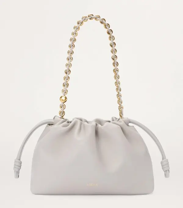 Loewe Medium Leather Flamenco Shoulder Bag - Grey