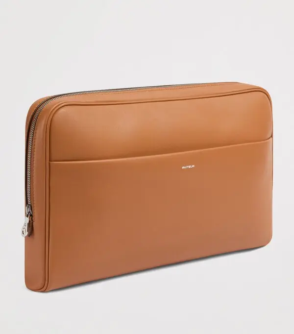AVITEUR Calfskin Leather Laptop Sleeve With Trolley Sleeve