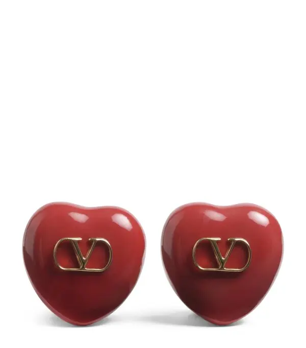Valentino Garavani Heart Vlogo Clip-on Earrings - Red
