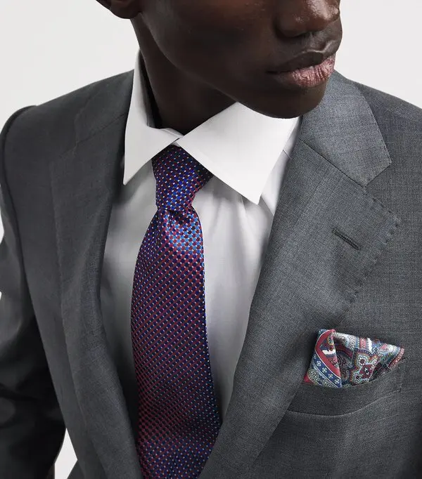 Eton Silk Paisley Pocket Square - Red