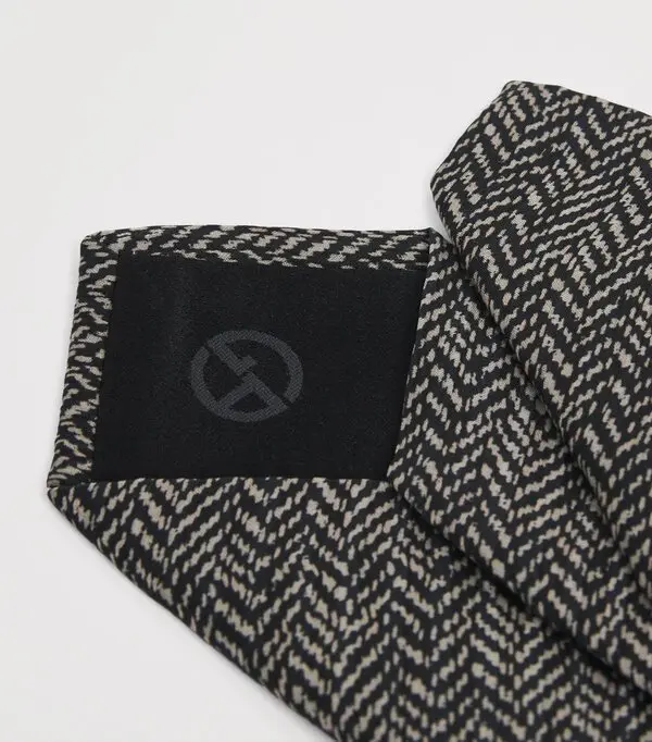 Giorgio Armani Silk Chevron Neck Tie - Brown