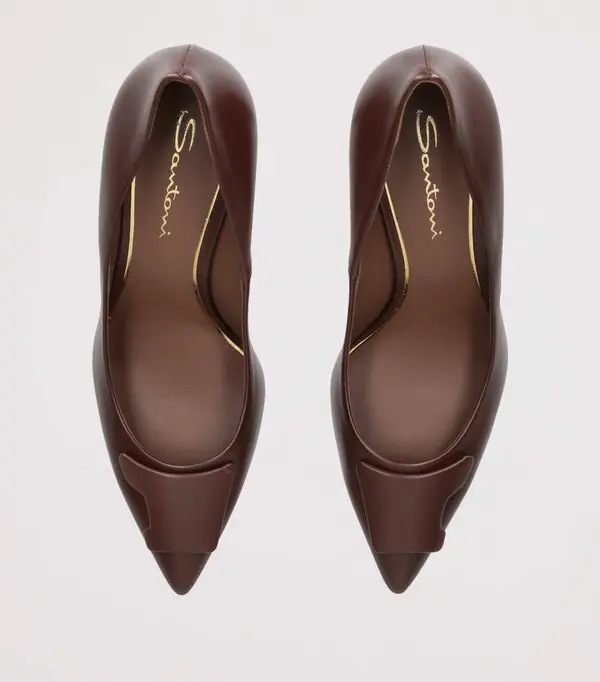 Santoni Leather Sibille Pumps 85 - Brown