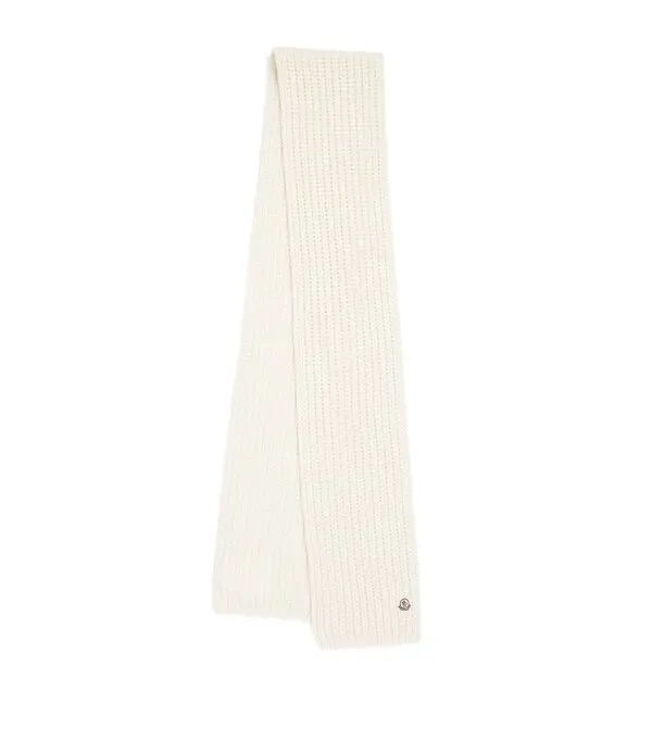 Moncler Wool Logo-patch Scarf - White